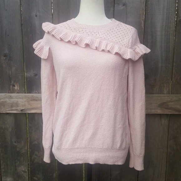 Who What Wear | Sweaters | Who What Wear Light Pink Ruffle Sweater ...